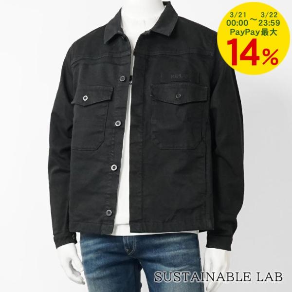 リプレイ REPLAY メンズ デニムジャケット SUSTAINABLE LAB MV876 20307A ブラック 098 サスティナブル サステナブル ラボ アウター ジャケット Gジャン 長袖 ウォッシュ ロゴItem Dataブラン...