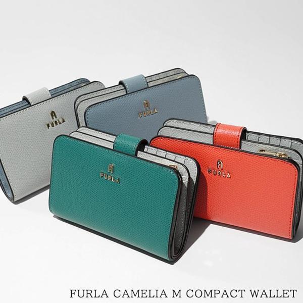 FURLA レディース 2つ折り財布 FURLA CAMELIA M COMPACT WALLET WP00314 ARE000 AMATORE BLUE COLOR CRISTALLO d int 4505S APERITIVO COLO...