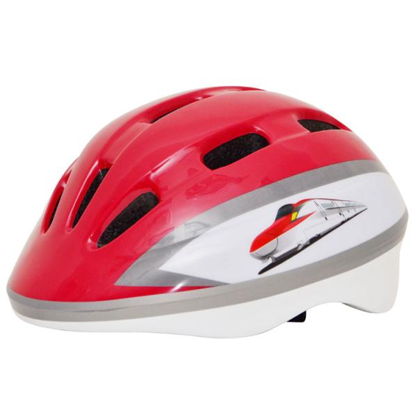 ※沖縄県への発送に送料無料は適用されません。購入金額に関わらず通常送料に別途加算されます。新幹線デザインのかっこいいヘルメットが新登場！ 子供にヘルメットに興味を持ってもらえる様、最近人気のある鉄道を題材にしました。  新幹線のかっこいいイ...