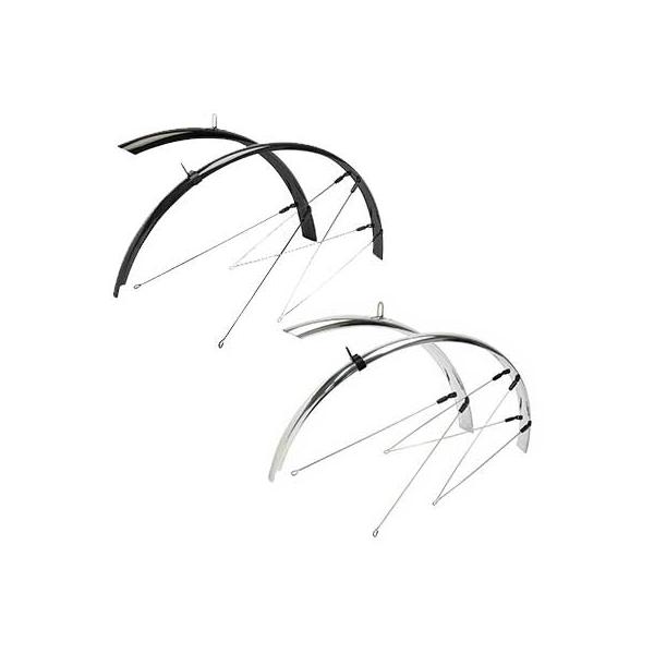 ※沖縄県への発送に送料無料は適用されません。購入金額に関わらず通常送料に別途加算されます。700×28Cまでのタイヤに対応した、樹脂製の前後フルフェンダーセット。700Cクロスバイクに最適。 ポリカーボネート  フロント長：640mm、リア...