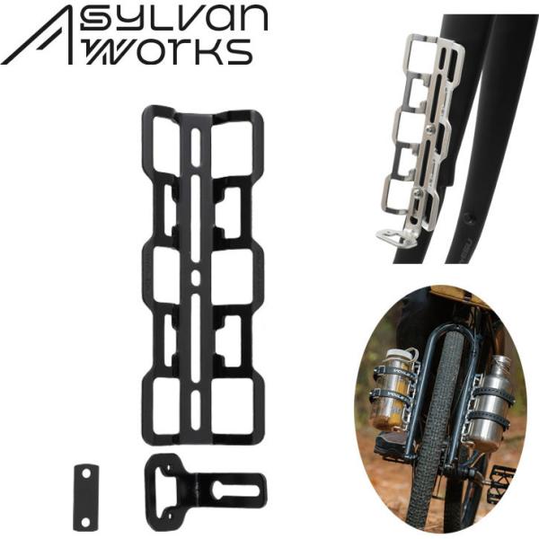 ペダルの三ヶ島発の新・アウトドアブランド「SYLVAN WORKS シルバンワークス」 SYLVAN CARGO CAGEは、主にボトルやドライサックなど円筒形の荷物を自転車で持ち運ぶために設計。 フレームやフロントフォークの2及び3ボルト...
