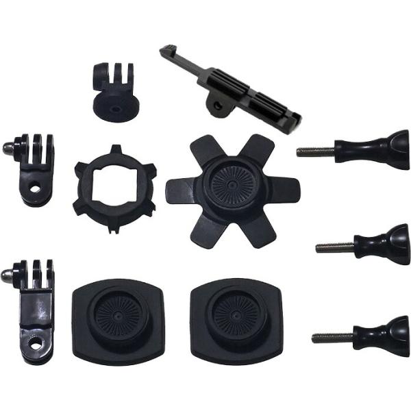 平面、曲面、側面の曲がった場所にも取付可能な粘着タイプのマウント。ヘルメット・ボード類・車のボディー・バイクのカウルなど向け。 回転式・工具不要で角度調整も可能。 使用粘着テープ 住友3M VHB2mm 世界一と言われる両面テープで激しいア...