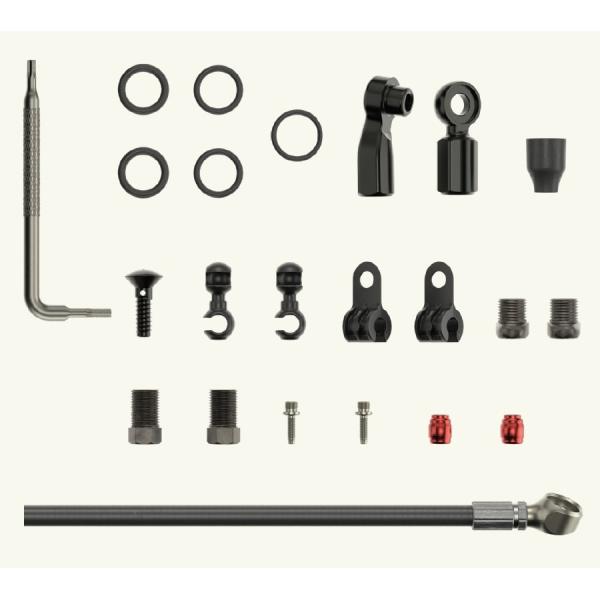 沖縄県への発送に送料無料は適用されません。購入金額に関わらず1,650円（税込）が通常送料に別途加算されます。  レバー接続にバンジョー、キャリパー接続に圧縮ナットを使用するブレーキセット用 主な対応モデル：Red22 HRD、Force1...