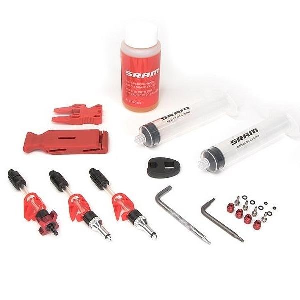 沖縄県への発送に送料無料は適用されません。購入金額に関わらず1,650円（税込）が通常送料に別途加算されます。  SRAM/AvidのDotフルード油圧ブレーキ用ブリードキット ※ミネラルオイルのSRAM DB8ブレーキには使用できません。...