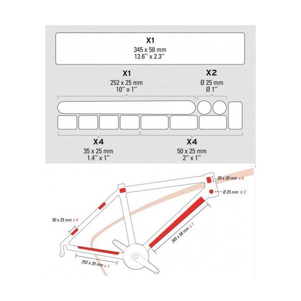 沖縄県への発送に送料無料は適用されません。購入金額に関わらず通常送料に別途加算されます。  フレームプロテクターシールセット UVや温度差(-30℃ to +100℃)による劣化に強く、気泡が入りにくい。  全12枚入り  ダウンチューブ用...
