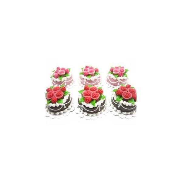 【商品名】Set of 6 Round Cakes Rose Top Dolls House Miniatures 2 cm Cake Supply 10071 ドール 人形 フィギュア【カテゴリー】フィギュア