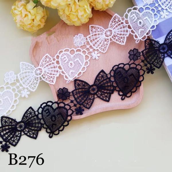 レースリボン 蝶々柄 lolitaロリータ服パーツ ハンドメイド ビーズ付き ウェディングドレスパーツ 単位2m B276★こちらのページの出品商品品番：B276幅：約5cm長さ：2m素材：ポリエステル色:Aホワイト Bブラック――――――...