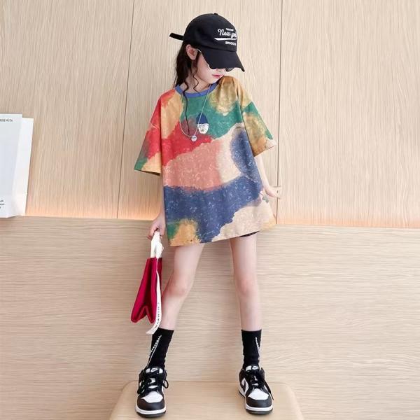 キッズ 子供服 Tシャツ トップス 可愛いtシャツ 半袖 ジュニア カラフル 夏 女の子服おしゃれ ジュニア キッズtシャツ ティーシャツ 薄手 ティシャツ カジュアル カラフル 女の子 女の子服 女の子夏服 キッズ服 子ども服 ゆったり ...
