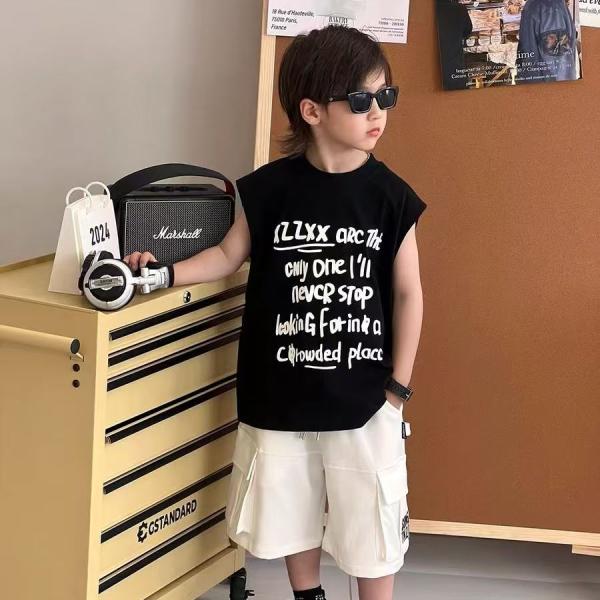 キッズ 子供服 Tシャツ カジュアル トップス ノースリーブ 夏 キッズtシャツ ティーシャツ ティシャツ 丸首 子供ティーシャツ 英文字 子供服 男の子Tシャツ 男の子夏服 キッズ服 子ども服 男の子Tシャツ ゆったり カッコイイtシャツ...