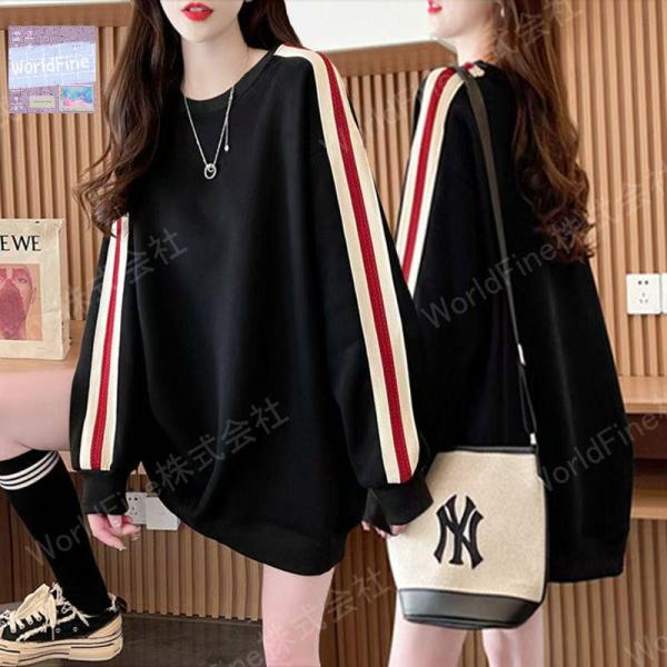 トレーナー レディーストップス 薄手 サイドライン 大きいサイズ レディーストップス レディース洋服 普段着 レディーストレーナー 可愛いトレーナー 春 秋 秋服 春服 長袖 ゆったり 体型カバー カジュアル 大人コーデ 大人カワイイ お出...