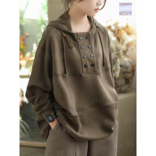 トレーナー レディース トップス 大きいサイズ フード付きパーカー 無地トレーナーレディース フード付きトレーナー おしゃれパーカー 春秋 秋服 春服 長袖 トップス ゆったり 可愛い フード付き カジュアル LUGA158(2色L-4XL...