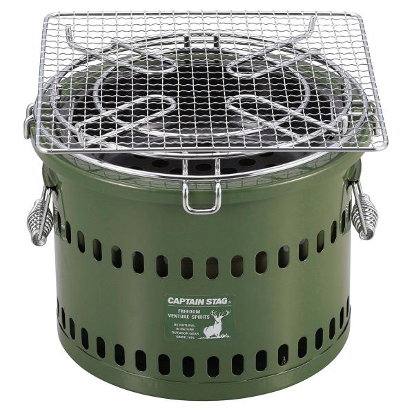 製品サイズ(約)本体：外径280×高さ210mm、バーベキュー網：275×275mm重量(約)セット重量／2.7kg材質(品質)本体：鉄（エポキシ樹脂塗装）、目皿：普通鋼板（表面加工：ほうろう）、バーベキュー網・ゴトク・ハンドル：鉄（クロム...