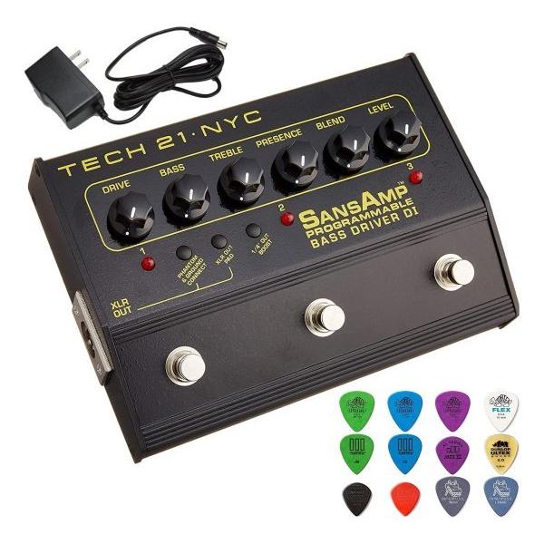 【商品名】Tech 21 PBDR Sansアンプ Programmable ベース Driver DI バンドル with パワーサプライ and Dunlop Pick Pack 【カテゴリー】ギターエフェクター : Briskdrop