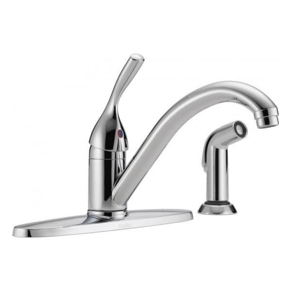 【商品名】 Delta 400-DST Classic Single Handle Kitchen Faucet with Spray, Chrome 【カテゴリー】 DIY・工具 : 洗面水栓