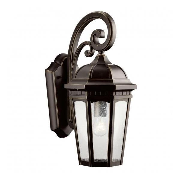 【商品名】 Kichler Lighting 9033RZ Courtyard 1-Light Incandescent Outdoor Wall Mount Lantern, Rubbed Bronze with Clear Seedy ...