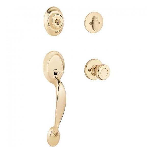 【商品名】 Kwikset Dakota Single Cylinder Handleset w/Tylo Knob featuring SmartKey in Polished Brass 【カテゴリー】 DIY・工具 : ドアノブ・ツマミ