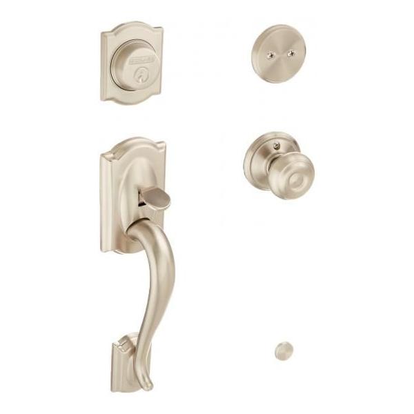 【商品名】 Schlage F93CAM619GEO Camelot Inactive Handleset with Georgian Knob, Satin Nickel 【カテゴリー】 DIY・工具 : ドアノブ・ツマミ