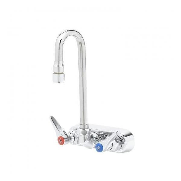 【商品名】 T&amp;S Brass B-1115-132X Work Board Faucet, Wall Mount, 4" Centers, 132X Gooseneck, Lever Handles 141［］ 【カテゴリー】 D...