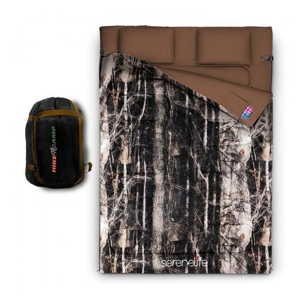 【商品名】 Double Sleeping Bag with Pillows - Lightweight &amp; Waterproof Sleeping Bag, Anti-Snag Zipper, Perfect Used for A...