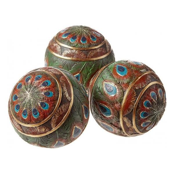 【商品名】Design Toscano Peacock Feathered Orbs Decorative Accent Balls 【カテゴリー】ホーム・キッチン : 彫像