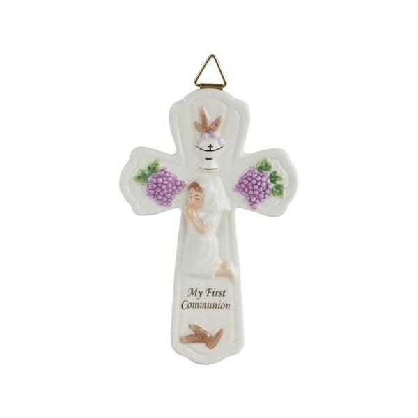 【商品名】Pacific Giftware My First Communion Little Girl 十字架像細工磁器置物 幅6.75インチ 【カテゴリー】ホーム・キッチン : 彫像
