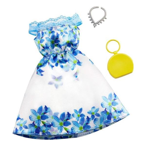 【商品名】Barbie バービーの服：白と青の花のドレス、2つのアクセサリー人形、3-7歳のギフト、マルチカラー（GHW79） : Barbie Clothes: White and Blue Floral Dress, Plus 2 Ac...