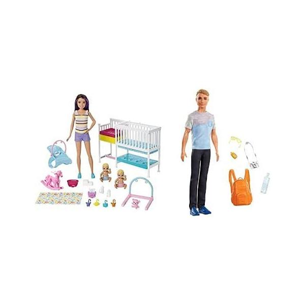 【商品名】Barbie Mattel バービー Skipper Hora de la Siesta、Regalo ParaNinasYNinos39Anos + Vamos De Viaje、MunecoKenConAccesorios C...
