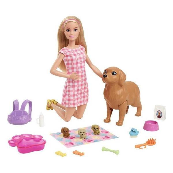 【商品名】Barbie バービー人形と生まれたばかりの子犬は、出産特徴を備えたママ犬、3匹の子犬と育成のアクセサリー、3-7歳の贈り物をしています。 : Barbie Doll and Newborn Pups Playset Doll (...