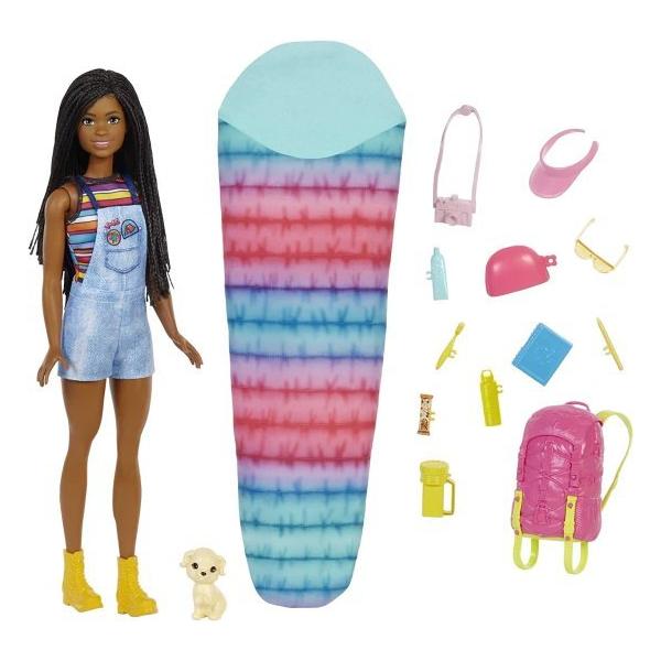 【商品名】Barbie バービーそれは、ペットの子犬、バックパック、寝袋、10のキャンプアクセサリーを備えた2つの「ブルックリン」キャンプドール（ブレード付きブルネットで11.5）を服用します。 : Barbie It Takes Two ...
