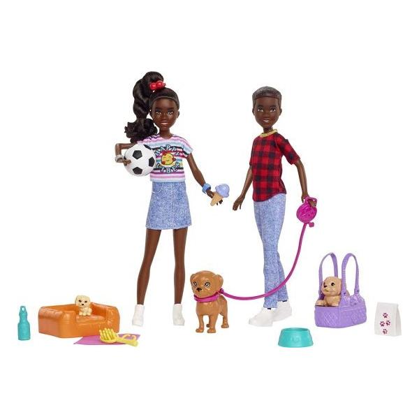 【商品名】Barbie バービージャクソンとジェイラツインズの人形と3才のペットの子犬とアクセサリー、3歳のおもちゃなどの13のストーリーテリングピースで2つのプレイセットが必要です : Barbie It Takes Two Playse...