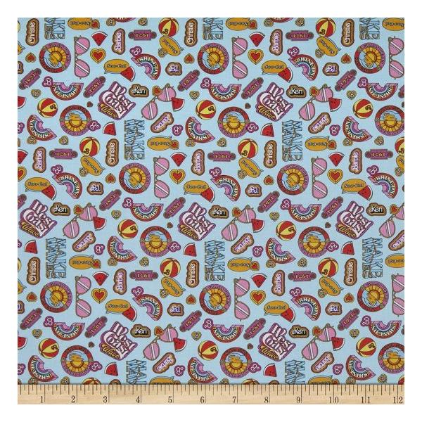 【商品名】Barbie ライリーブレイクデザインライリーブレイクマリブバービーアイコン生地、青 : Riley Blake Designs Riley Blake Malibu Barbie Icons Fabric, Blue