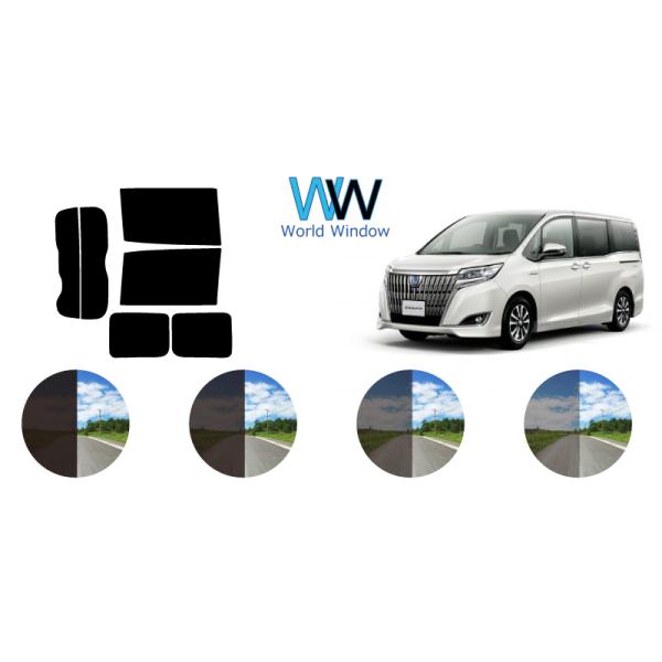 【メーカー】：トヨタ【車名】：エスクァイア (ESQUIRE)【車輌型式】：ZWR80G/ZRR80G/ZRR85G【年式】：平成26年10月〜【セット内容】：・リヤ:2枚貼り・リヤドア:左右各1枚(※ドット枠カット有りタイプ)・サイドガラ...