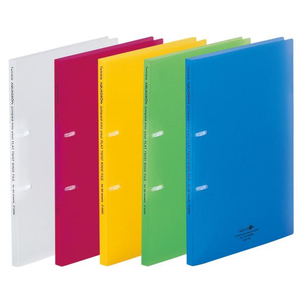 背幅１６ｍｍ。超薄型設計のリングファイル。綴じ具はひねって開くだけの簡単操作。水面に落ちる水滴をイメージしたピンドットエンボス入りポリプロピレン表紙。ほんのり入ったピンドットエンボスは光の当たる角度によりさまざまな表情を見せます。ファイルの...