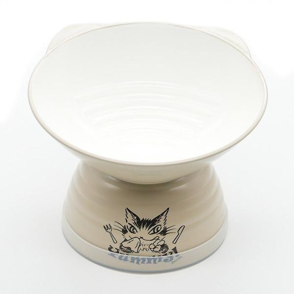 猫が食べやすい角度と高さのフードボウル。ボウル内側に溝が入っており、ドライフードの食事中にフードが引っかかり中央に戻りやすい形状です。レンジ加熱可能なので、冷え切ったウェットフードを数秒温めることもできます。素材：PET、ABS樹脂、シリコ...