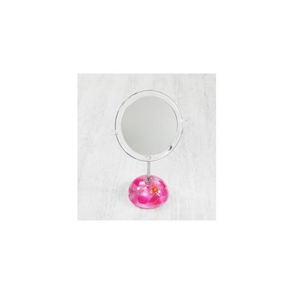 【商品名】 アクリル製スタンドミラー/卓上鏡 【丸型 ピンクオーキッド】 造花 【ジャンル・特徴】 円形のコンパクトでかわいい卓上ミラー [ H4-A8878 ]