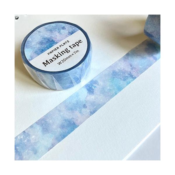 PAPIER PLATZオリジナルデザインのマスキングテープです。空模様のような美しい青のグラデーションが特長的です。手帳デコレーションやプレゼントのラッピングに！●サイズ：20mm×7m●日本製【注意事項】再剥離性が特長のテープですので、...