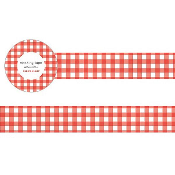シンプルなチェック柄と落ち着いた色合いの組み合わせがとってもかわいい！PAPIER PLATZオリジナルデザインのマスキングテープです。手帳デコレーションやプレゼントのラッピングに！●サイズ：15mm×10m●カモ井製●日本製【注意事項】再...