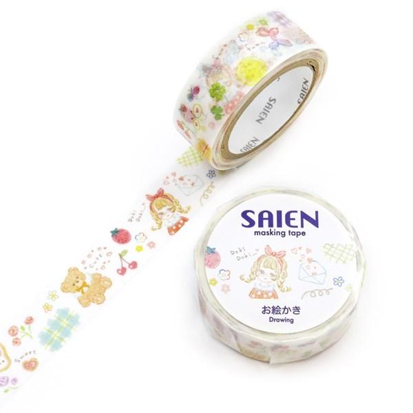 色鉛筆タッチのイラストがかわいい、SAIENのマスキングテープです!●サイズ:幅15mm×7m●素材:和紙●日本製※ご利用のネット閲覧環境の違いで実物と色が異なる場合がございます。※被着面の汚れはよくふき取ってから貼ってください。※ご使用状...
