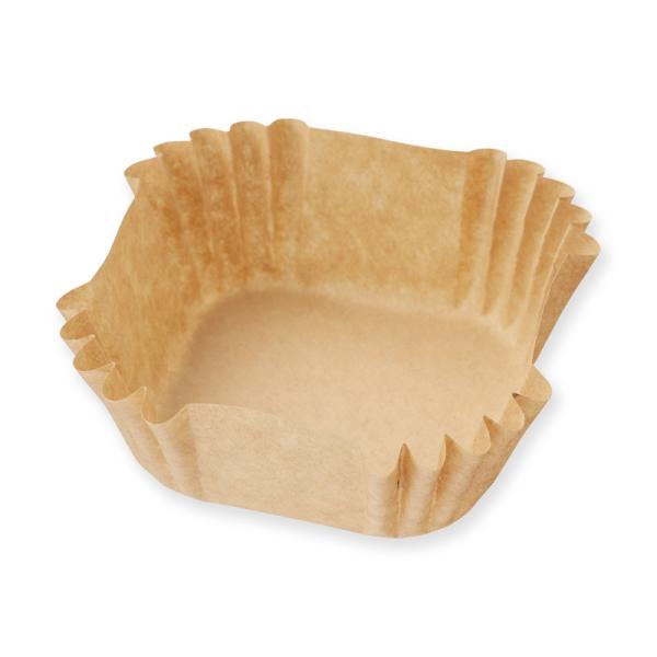 料理がくっつかずサラッときれいにはがせます。 フライパンでノンオイル調理ができます。  ●電子レンジ使用可 ●オーブン使用可 ●耐熱温度約２００℃  角型　（６０−６０）×３０ （６０−６０）×３０ｍｍ 両面シリコン紙　５０ｇ