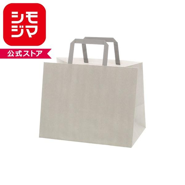 古紙含有率100％使用した環境に優しい手提げ紙袋です。ハンドルは一般的な平紐の幅10ｍｍ幅よりも太めの13ｍｍ幅を採用しているので、手にやさしく持ちやすいです。洋菓子、和菓子、アパレルなどのお客様に向けた商品です。幅広なのでロールケーキやド...