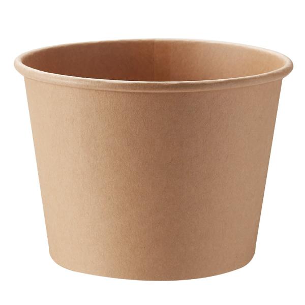 ナチュラル感のあるおしゃれなクラフトのペーパーカップです。スープやお惣菜など、幅広いメニューのテイクアウト用として。アウトドアやレジャー、ホームパーティー等にもお薦めです。※食品の長期保存には適しません。●サイズ：口径１４２×底径１０５×高...