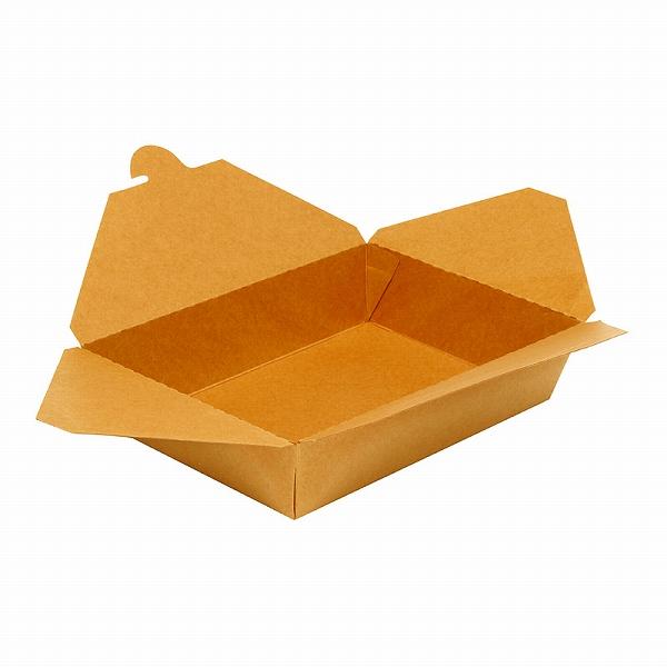 環境に配慮した紙製弁当容器です。身蓋一体型の紙製お弁当容器食品に合わせてお選びいただけるサイズ展開●サイズ：上辺216×160mm/底辺196×140・高55mm※本体・フタ一体型です。●材質：未晒クラフト紙＋PEコーティング●入数：50個...