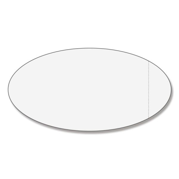 透明の楕円形シールです。箱や缶の口留めに。片側の端５ｍｍ分だけ糊を塗布しないことでつまみ易く、封緘時も開梱時も作業がスムースです。しっかり留まる厚手の５０ミクロンです。●４８枚入り（１２×４シート）縦１８×横３５ｍｍ透明ネーマー