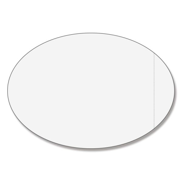 透明の楕円形シールです。箱や缶の口留めに。片側の端５ｍｍ分だけ糊を塗布しないことでつまみ易く、封緘時も開梱時も作業がスムースです。しっかり留まる厚手の５０ミクロンです。●３２枚入り（８枚×４シート）縦２８×横４０ｍｍ透明ネーマー