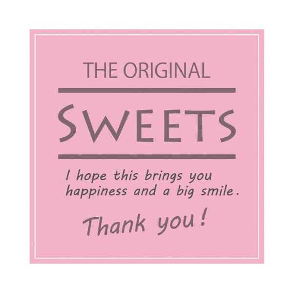 焼き菓子やプリン、ドリンクのカップなど、スイーツ全般にお使いいただけるシールです。カフェにもぴったり！●９０枚入（６枚×１５シート）【印字内容】「ＴＨＥ　ＯＲＩＧＩＮＡＬ　ＳＷＥＥＴＳ」「Ｉ　ｈｏｐｅ　ｔｈｉｓ　ｂｒｉｎｇ　ｙｏｕ　ｈａｐｐ...