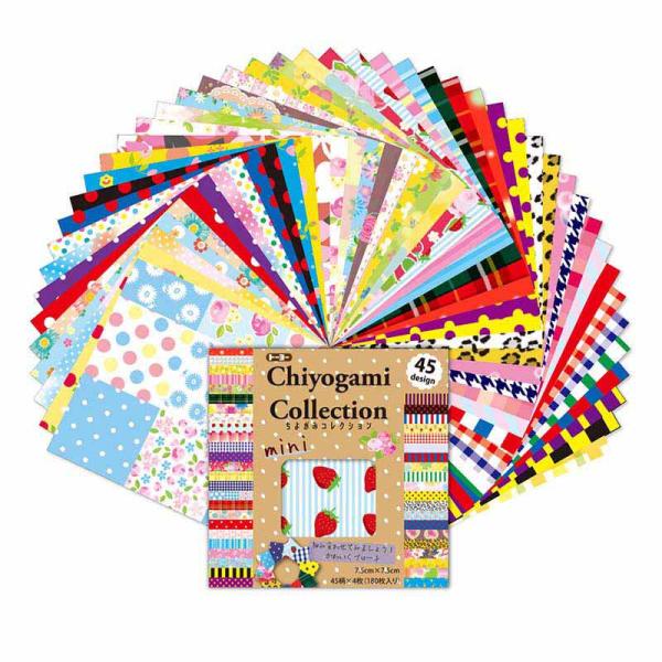 キュートな45種類の柄が180枚入っています。こちら75×75mmのミニサイズの折り紙となります。●サイズ：7.5ｘ7.5cm●180枚入（45柄）