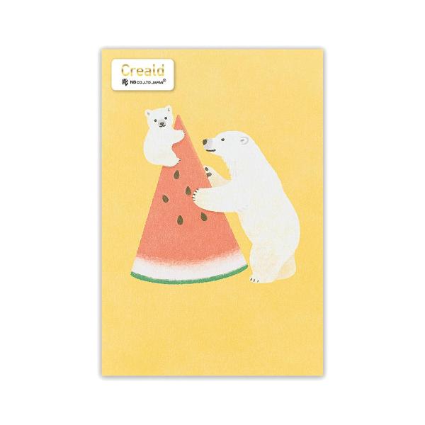 イラストレーター・shinoさんが描くポストカードです。スイカとシロクマの親子を描いたデザインです。季節の挨拶やお部屋のインテリアとして飾るのにもオススメです。●サイズ：縦148×横100mm●郵便枠なし