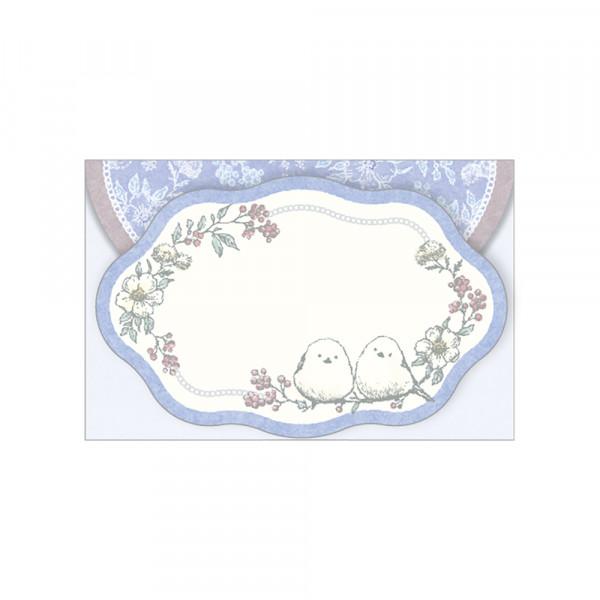 Prier-Valse des fleurs -プリエ - ヴァルス デ フルール -シマエナガと小花柄をクラシカルで繊細なタッチで描いた可愛らしい封筒付きメッセージカードです。柔らかい波型に切り抜いたカードを封筒の花柄が可憐に引き立たせま...