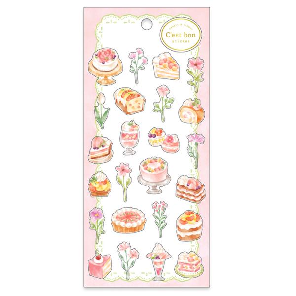 美味しそうなスイーツのイラストシールです！フルーツ系やチョコ系…色とりどりのスイーツとお花のピースを組み合わせてお使いいただけます。カードやお手紙に添えて華やかに彩るのもおすすめです。●シールサイズ：縦175mm×横90mm●素材：透明PE...