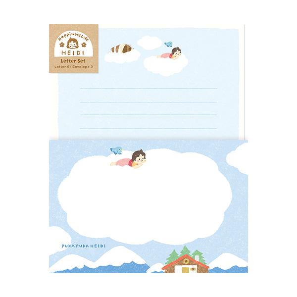 ハイジたちの暮らしの場面、物語のあたたかさをほっこりテイストで描いたシリーズが新登場！レースのように美しい「落水紙」を使用した美濃和紙レターセットです。お手紙を書けば気分もほっこりあたたかな気持ちになること間違いなしです！●便箋6枚　縦17...